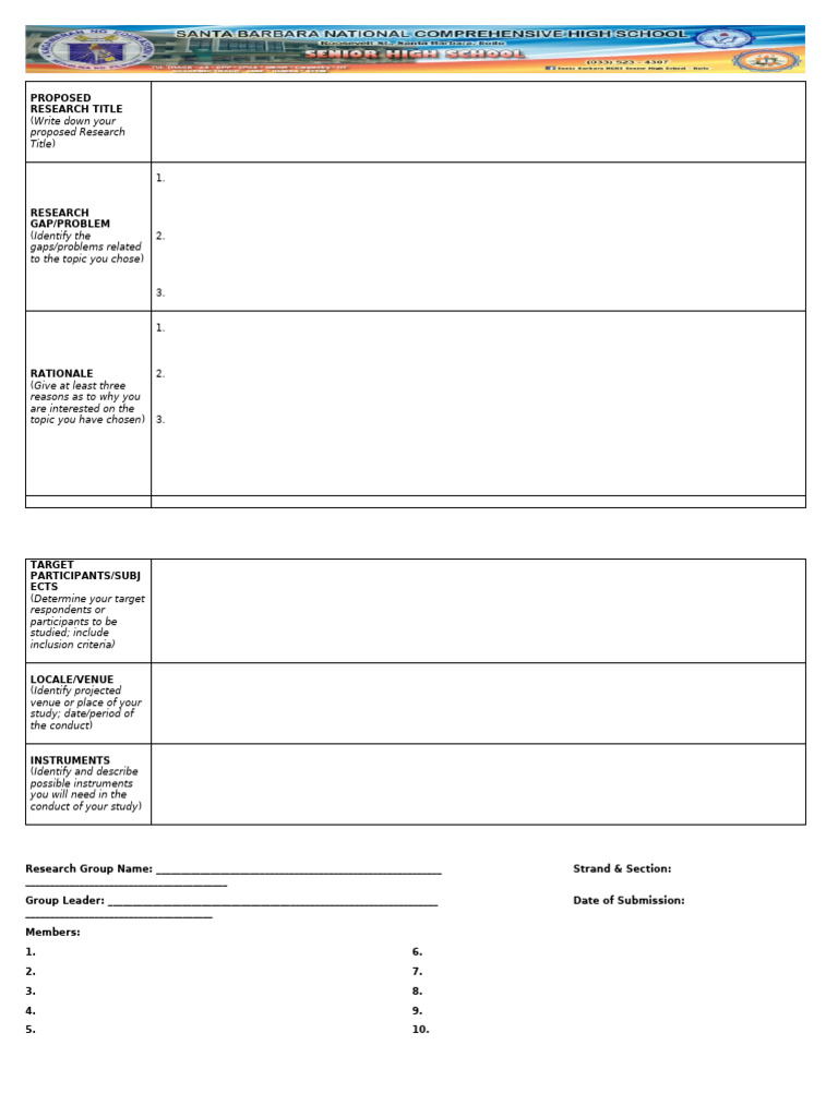 Proposed Research Title Activity Sheet 1 | PDF