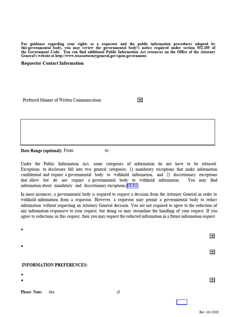 Public Information Request Form 10 01 19 | PDF | Justice | Crime & Violence