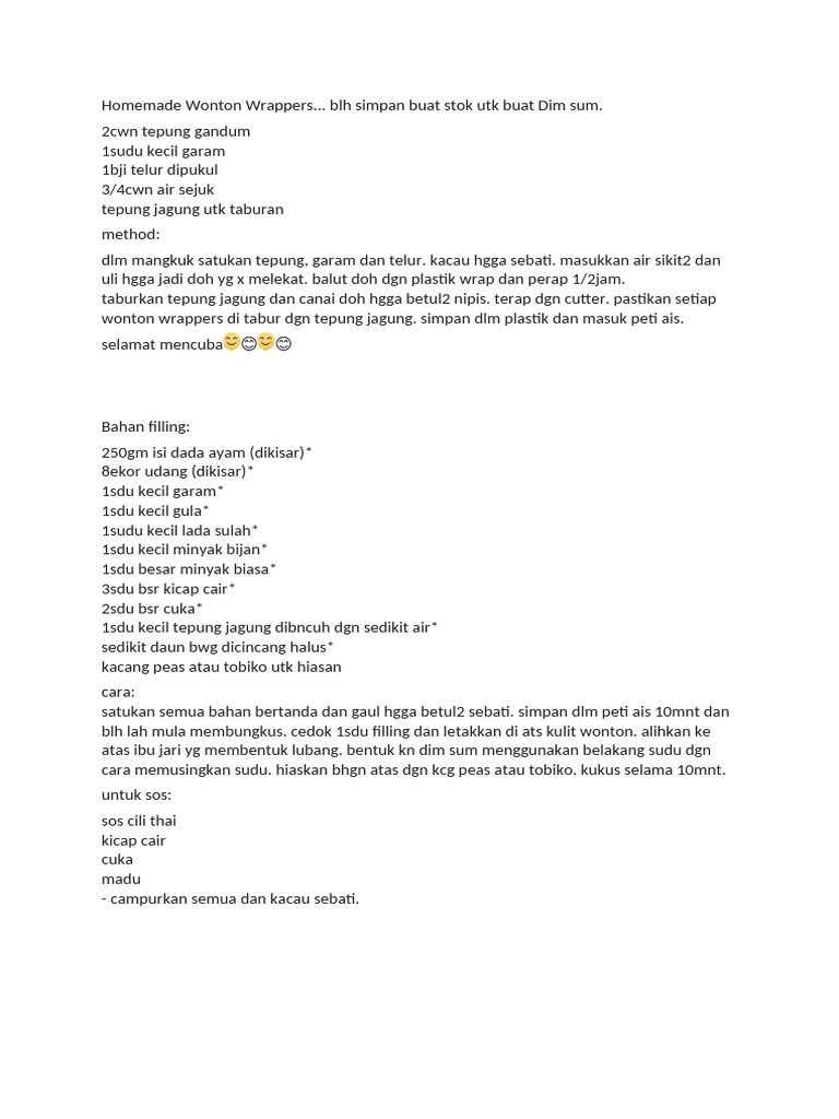 Homemade Wonton Wrappers | PDF