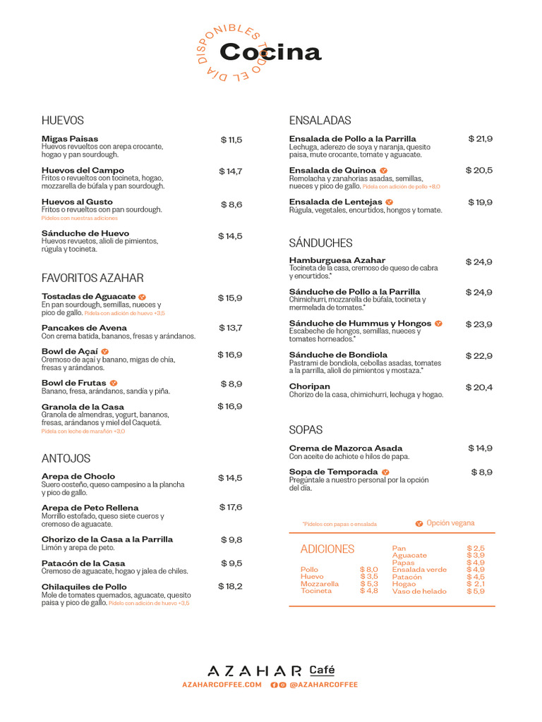 Menu Azahar | PDF | ensalada | Alimentos