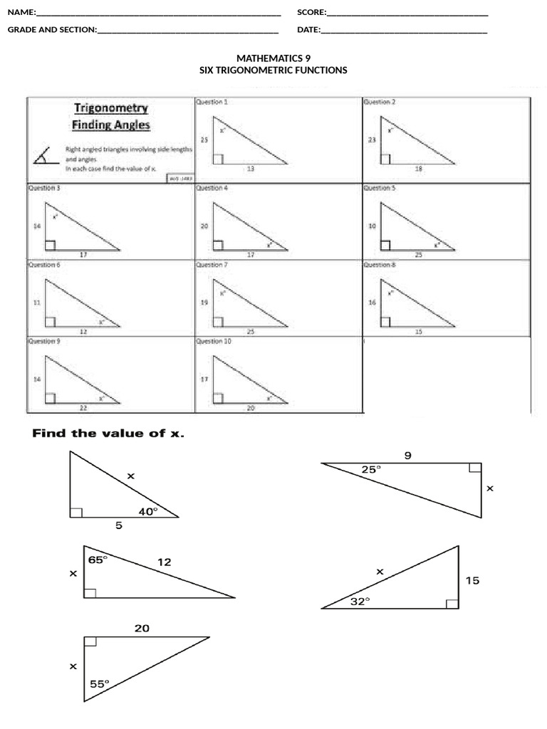 Trigonometric Functions Quiz 9 | PDF