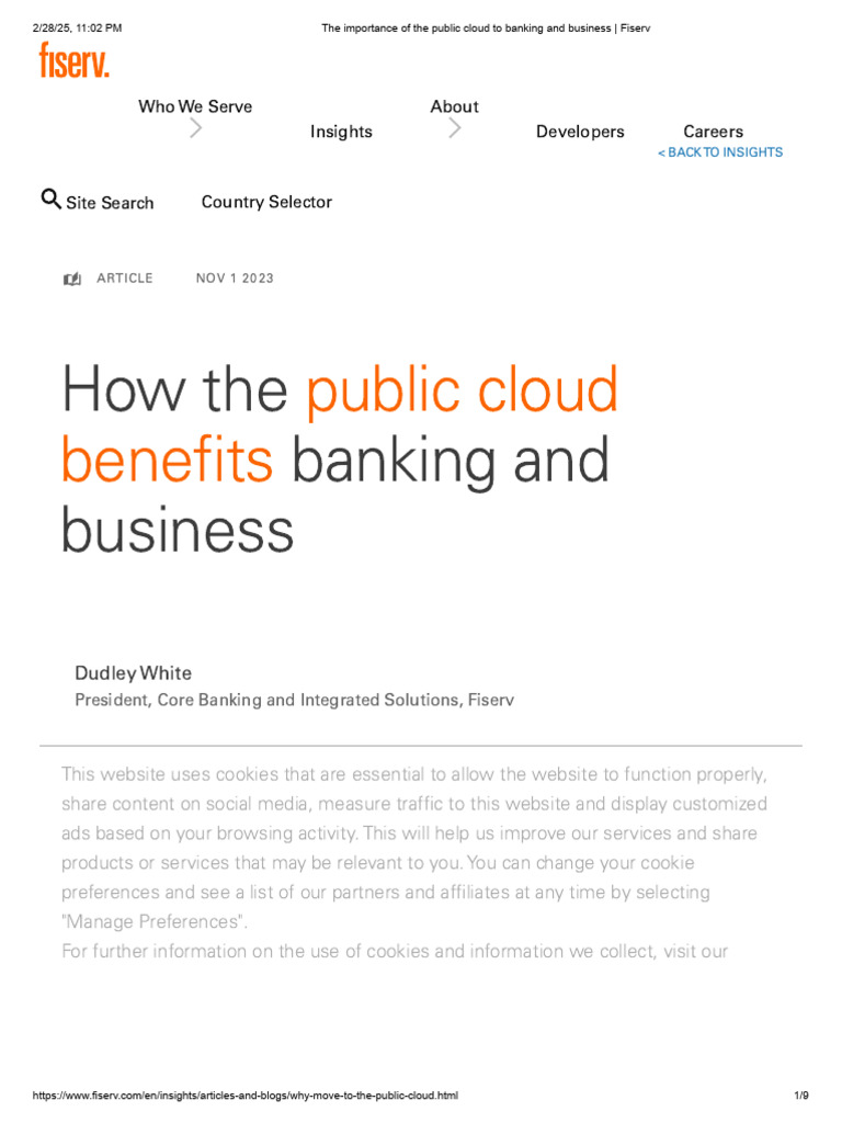 Benefits of Cloud for Banking Solutions | PDF