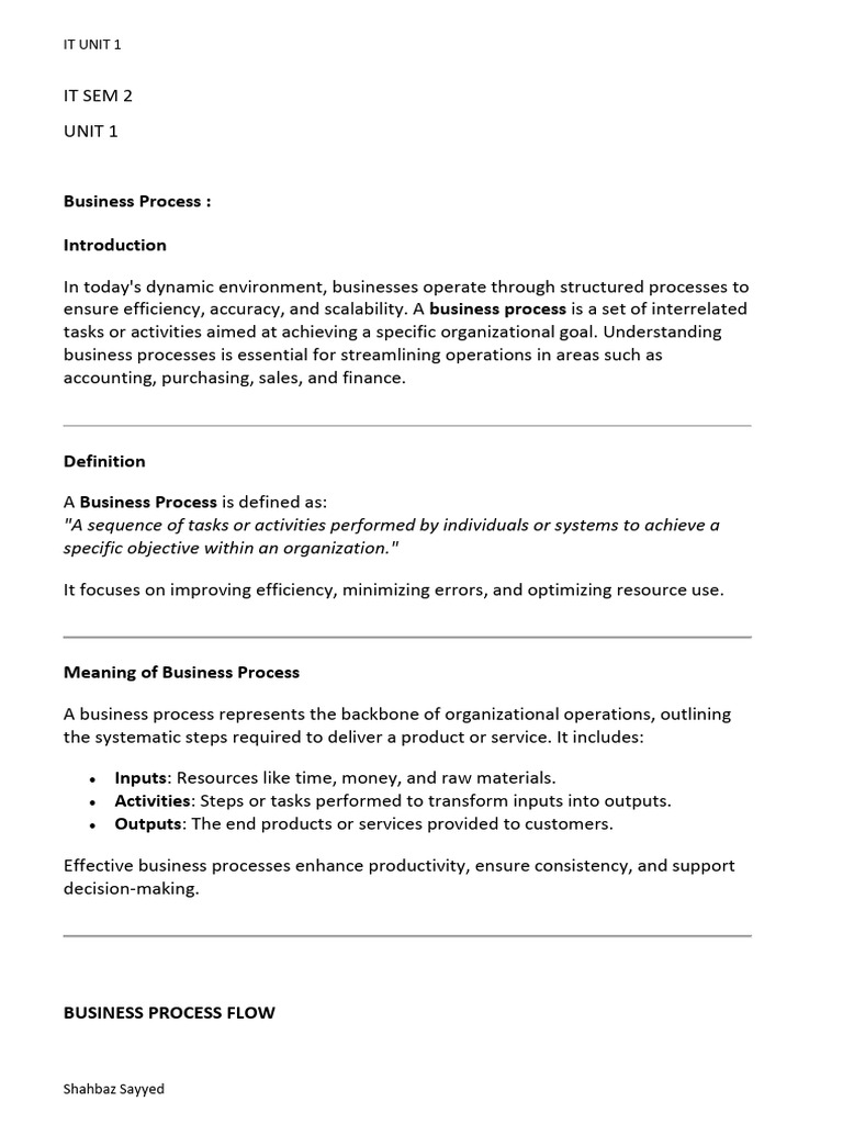 KES IT Sem2 Unit1 FY Shahbaz Sayyed | PDF | Business Process Management ...