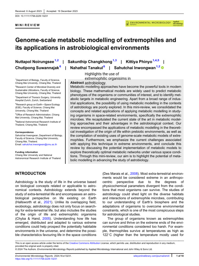 (Used) Genome-Scale Metabolic Modelling of Extremophles and Its ...