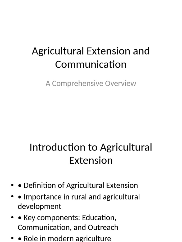 Agricultural Extension: Overview & Trends | PDF