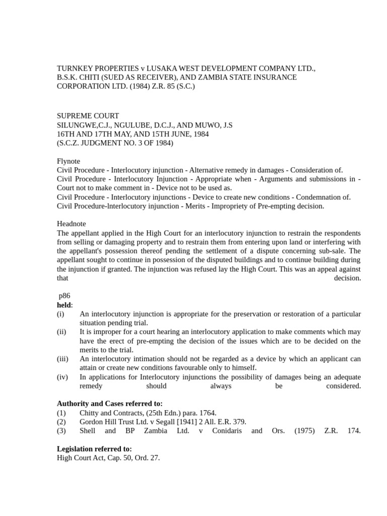 Interlocutory Injunction Appeal Case Summary | PDF | Legal Remedy | Specific Performance