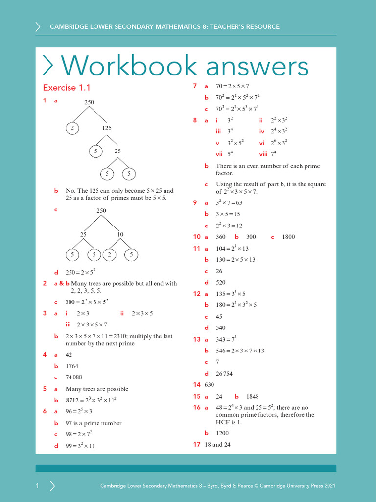 Ls Maths8 2ed TR Workbook Answers | PDF | Mathematical Analysis | Numbers