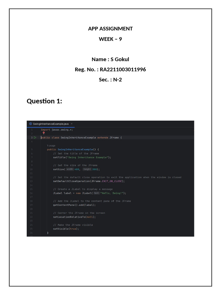 Week 9 App Assignment Outputs | PDF