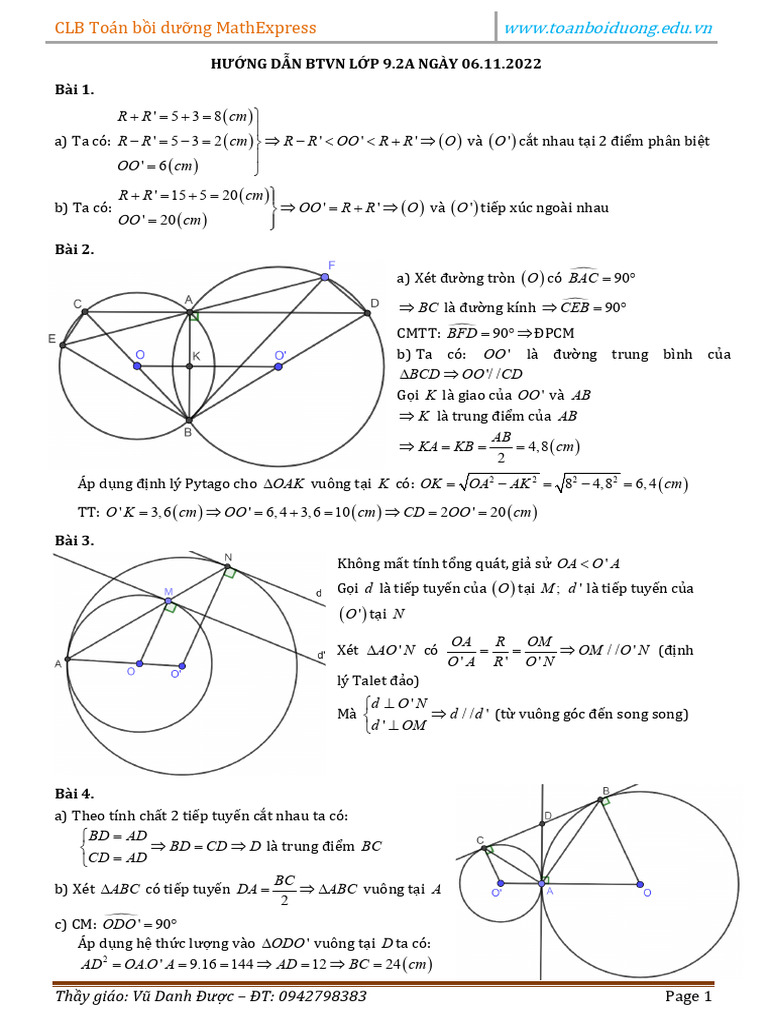 9.2A - HƯỚNG DẪN BTVN NGÀY 06.11 | PDF