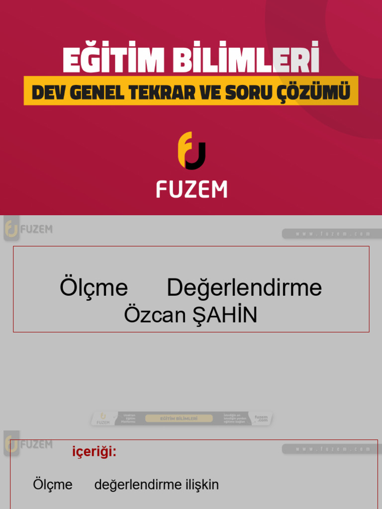 Ã Lã Me Ve DeÄ Erlendirme EÄ Itim Bilimleri KPSS Dev Genel Tekrar Ve Soru Ã Ã Zã Mã | PDF