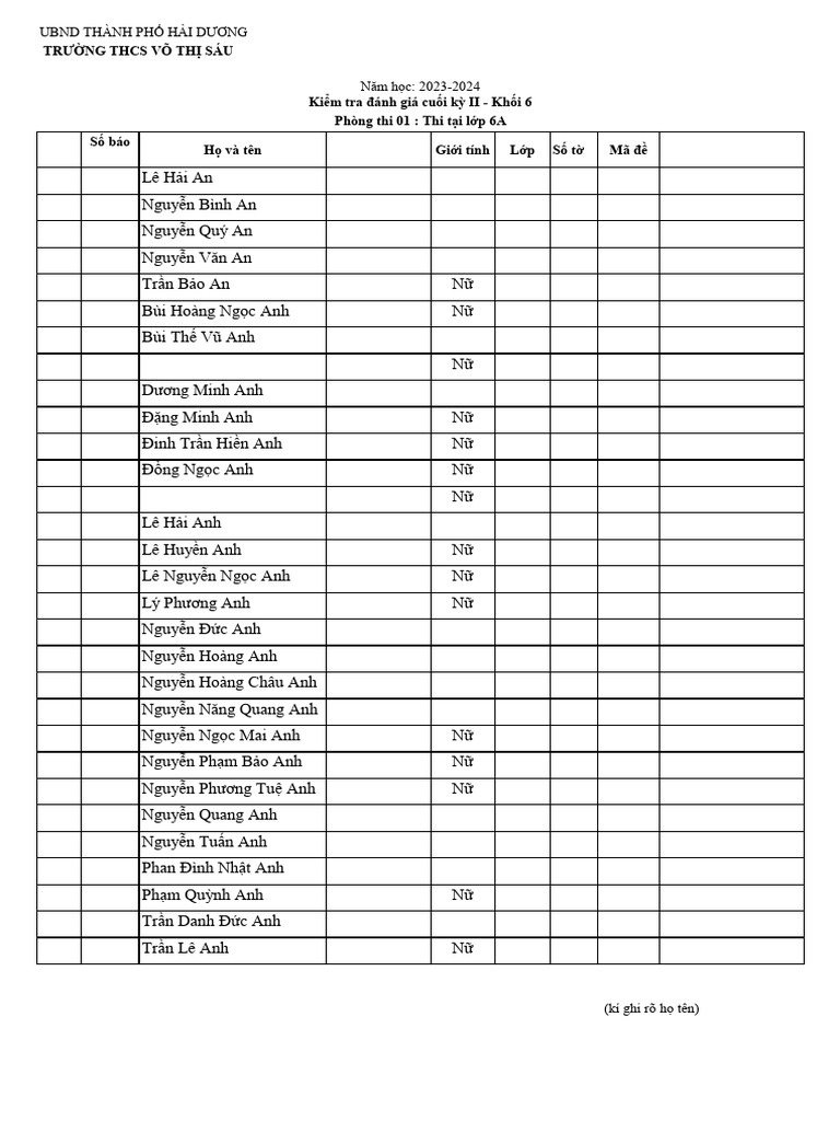 DScuối kì 2-K6 | PDF