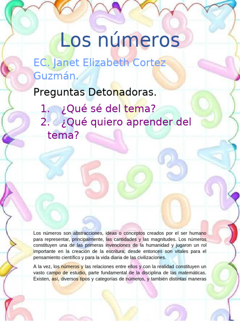 Tema Los Numeros | PDF | Palabra