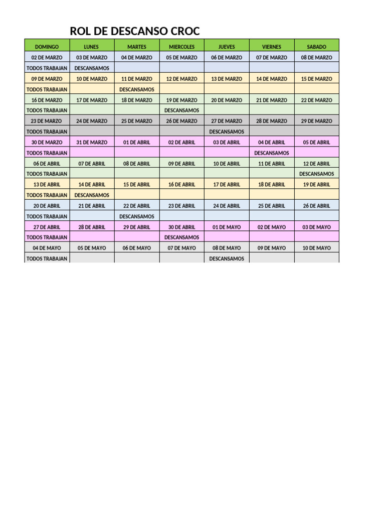 Rol Descanso Croc | PDF
