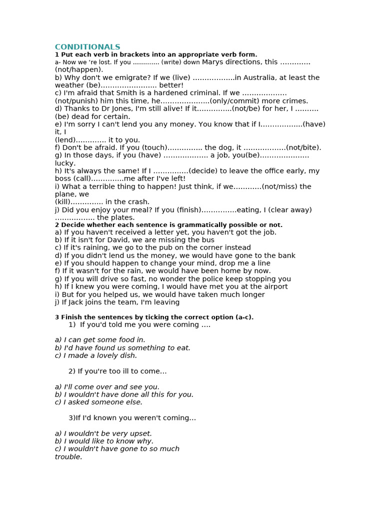 Conditionals Advanced | PDF