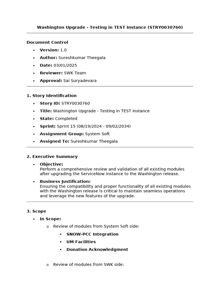 Washington Upgrade Testing Overview | PDF | Information Technology ...