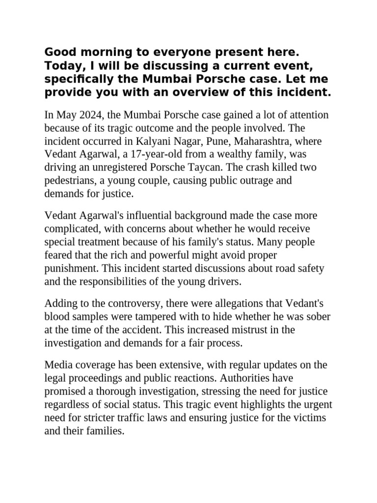 Pune Porsche Case: Vedant's Controversy | PDF