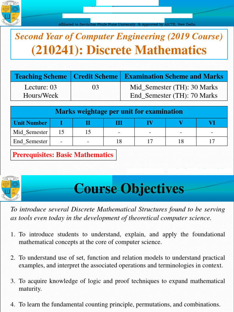 Discrete Mathematics Course Overview | PDF | Mathematics | Mathematical Relations