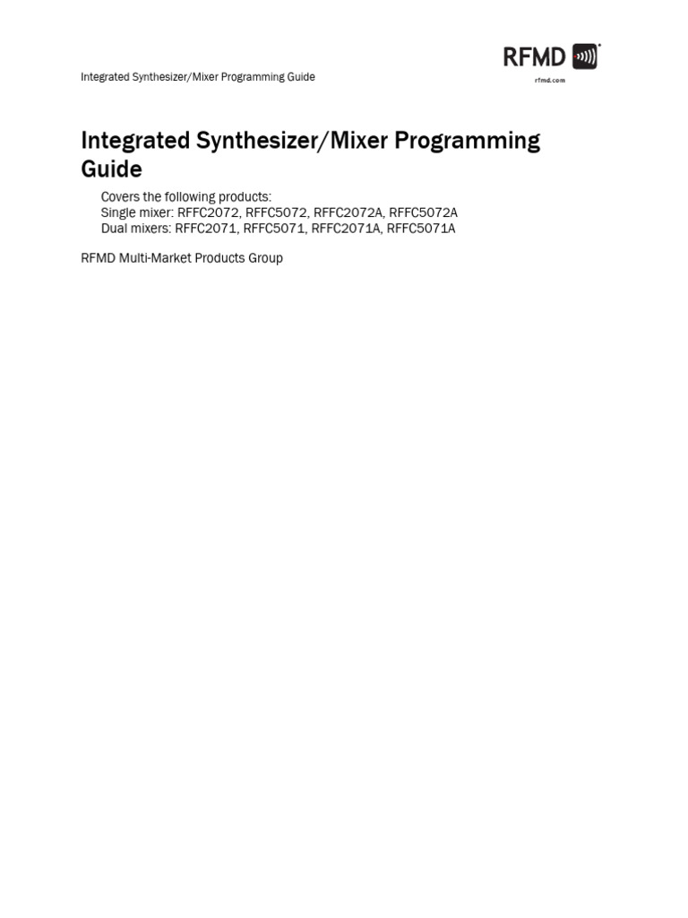 Integrated Synthesizer Mixer Programming Guide | PDF | Radio Technology | Electrical Engineering