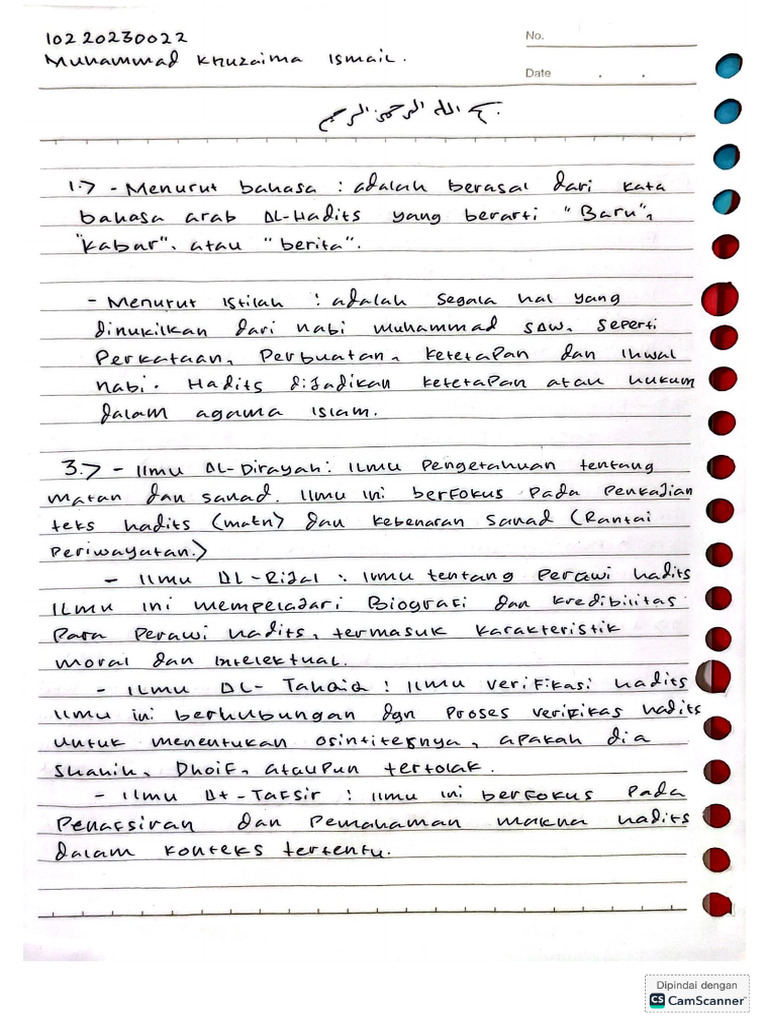 Muhammad Khuzaima C1 Ulum Ha | PDF