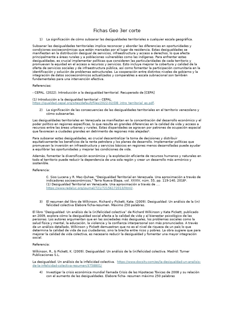 Fichas de Geo 3er Corte | PDF | Discriminación y relaciones raciales | Desigualdad social