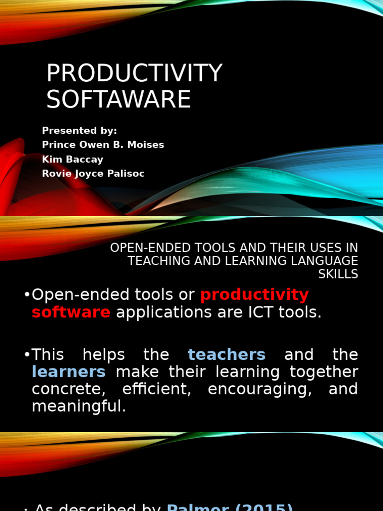 Productivity Sowftware Presentation | PDF | Teachers | Educational Technology