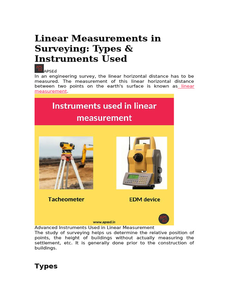 Linear Measurement Instruments in Surveying | PDF | Surveying | Applied ...