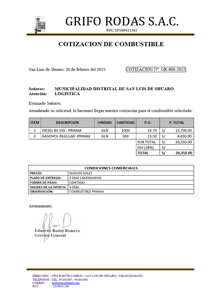 Cotización 008-2025 | PDF