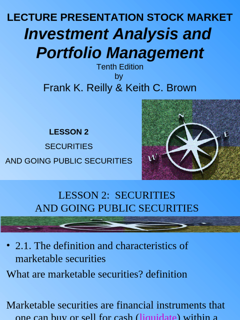 Chapter 2 - Securities and Going Public Securities 1 | PDF | Securities ...