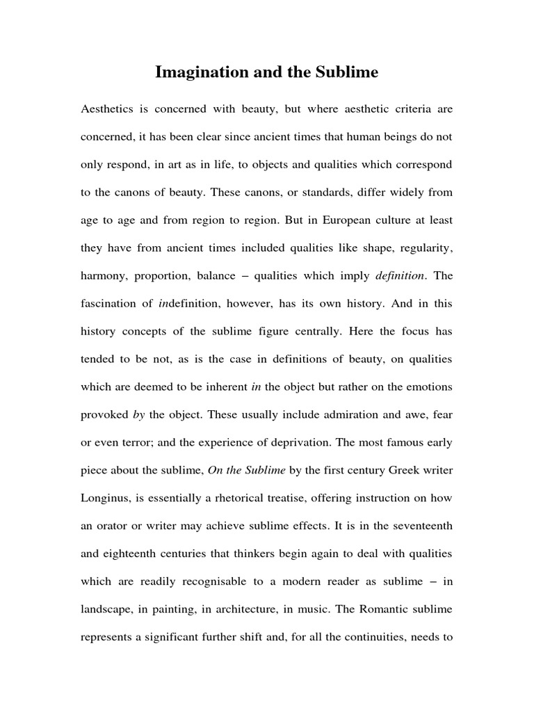 Imagination and The Sublime | PDF | Beauty