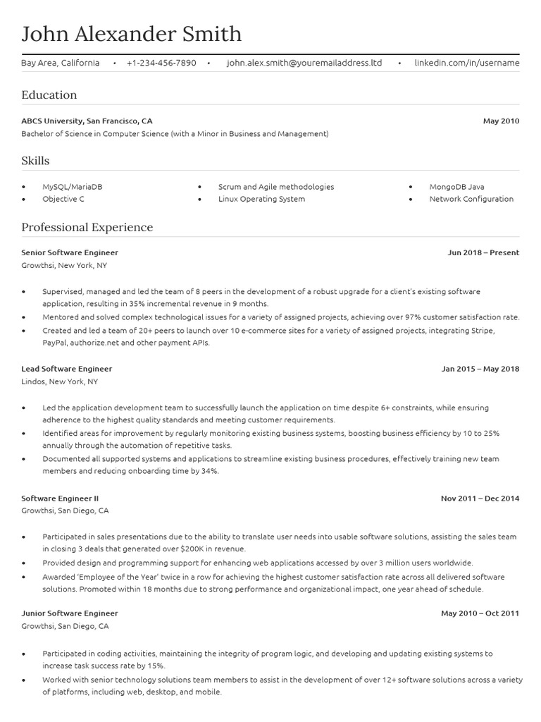 Senior Software Engineer Resume #14858 | PDF | Software | Software ... Senior Software Engineer Resume #14858 | PDF | Software | Software ...