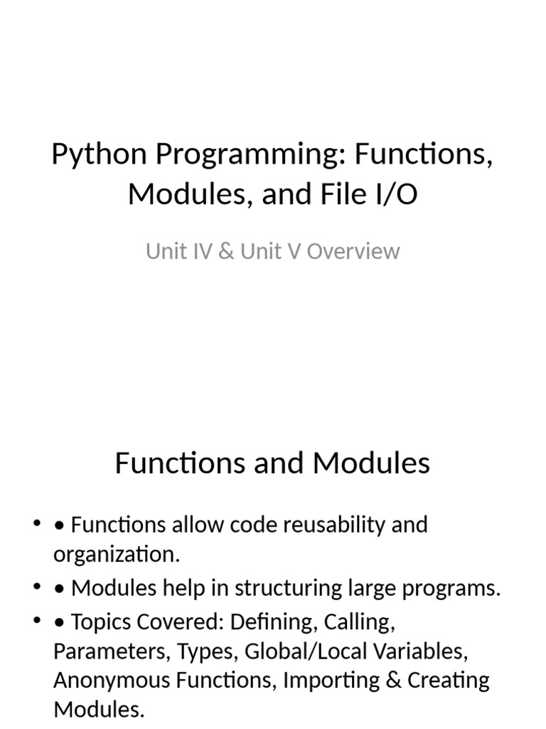Python Functions Modules FileIO | PDF Python Functions Modules FileIO | PDF