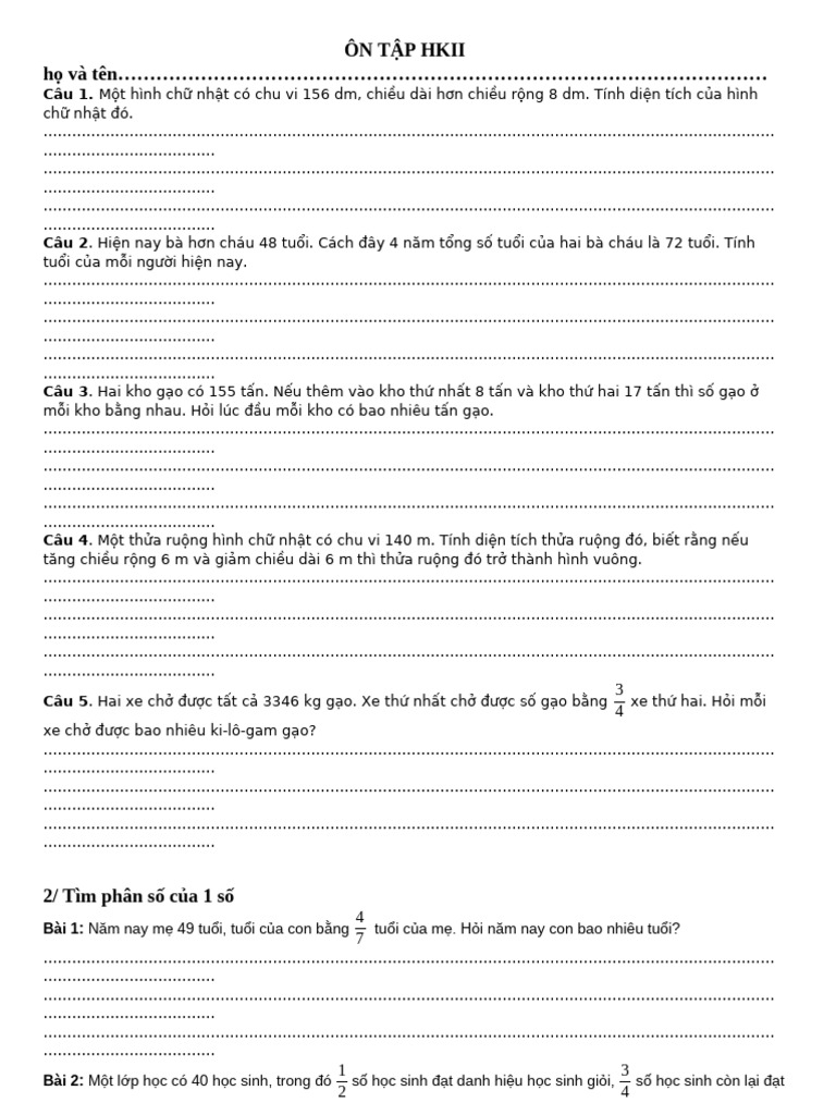 ÔN TẬP HKII | PDF