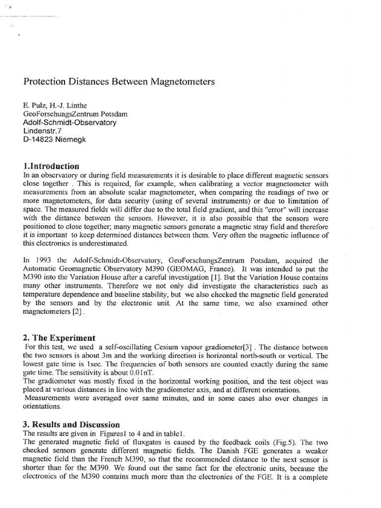 Magnetometer Separation Distances | PDF