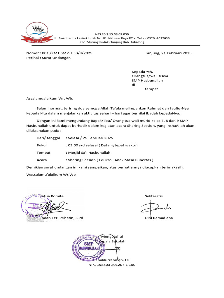 Undangan Sharing Session SMP 2025 | PDF