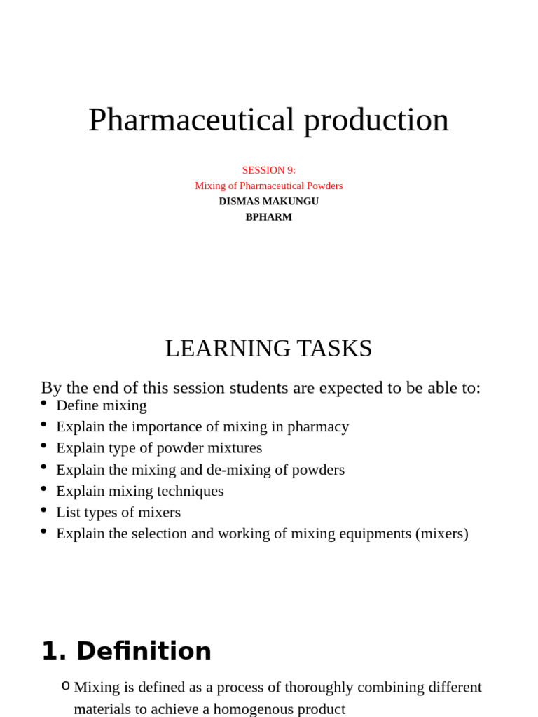 Mixing Techniques for Pharmaceutical Powders | PDF | Physical Sciences ...