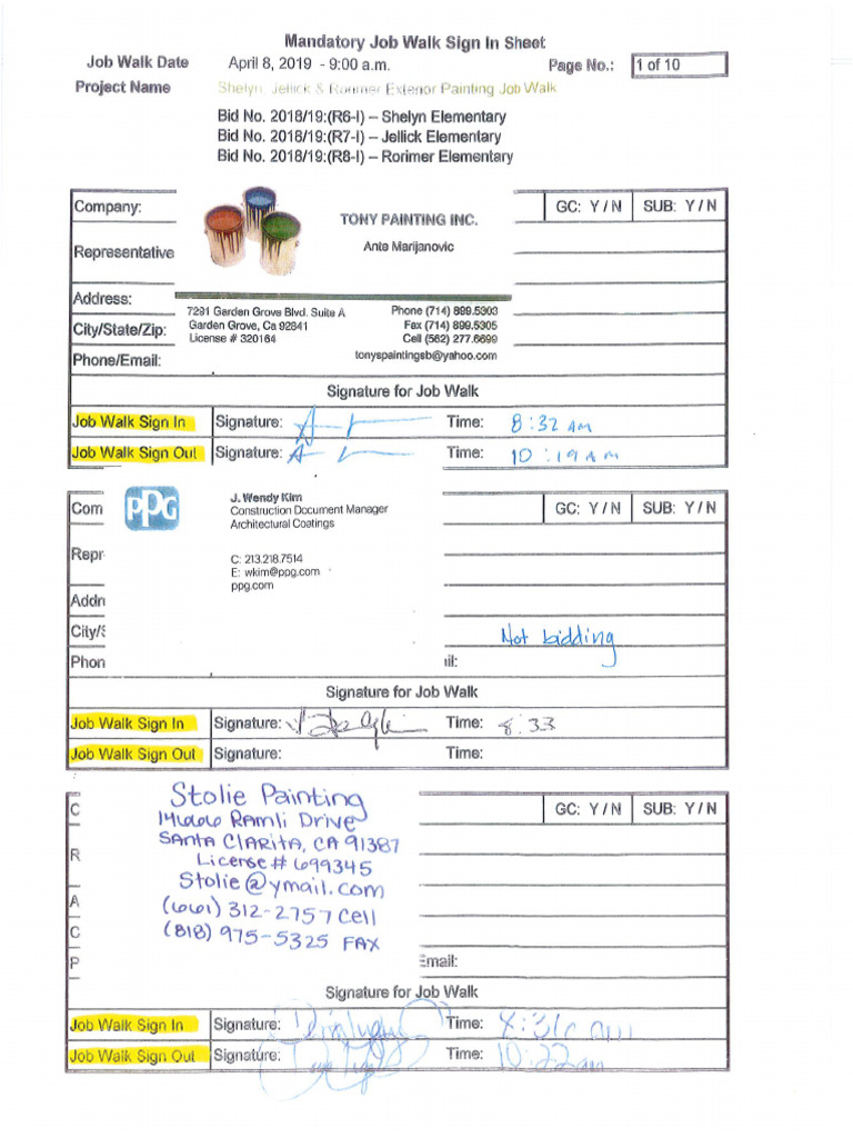 Job Walk 4 - 8 - 19 | PDF