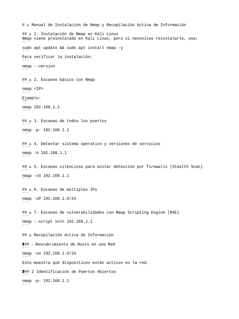 Manual Nmap Recopilacion | PDF