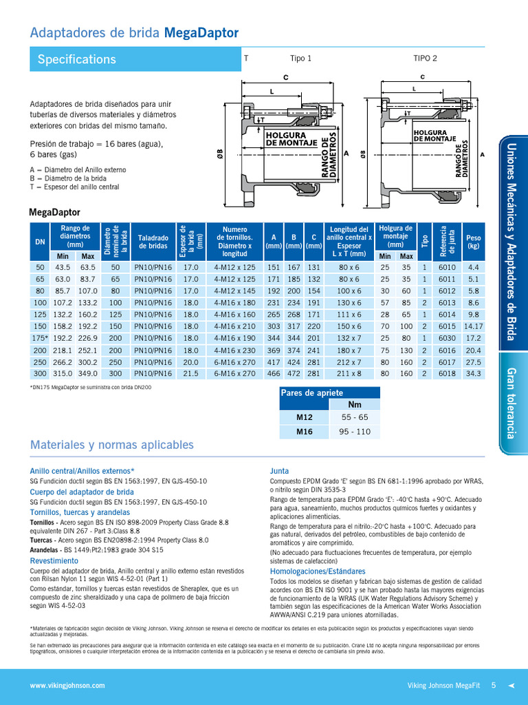 Viking+Johnson MegaFit Adaptadores+de+brida Ficha+Técnica | PDF | Tornillo