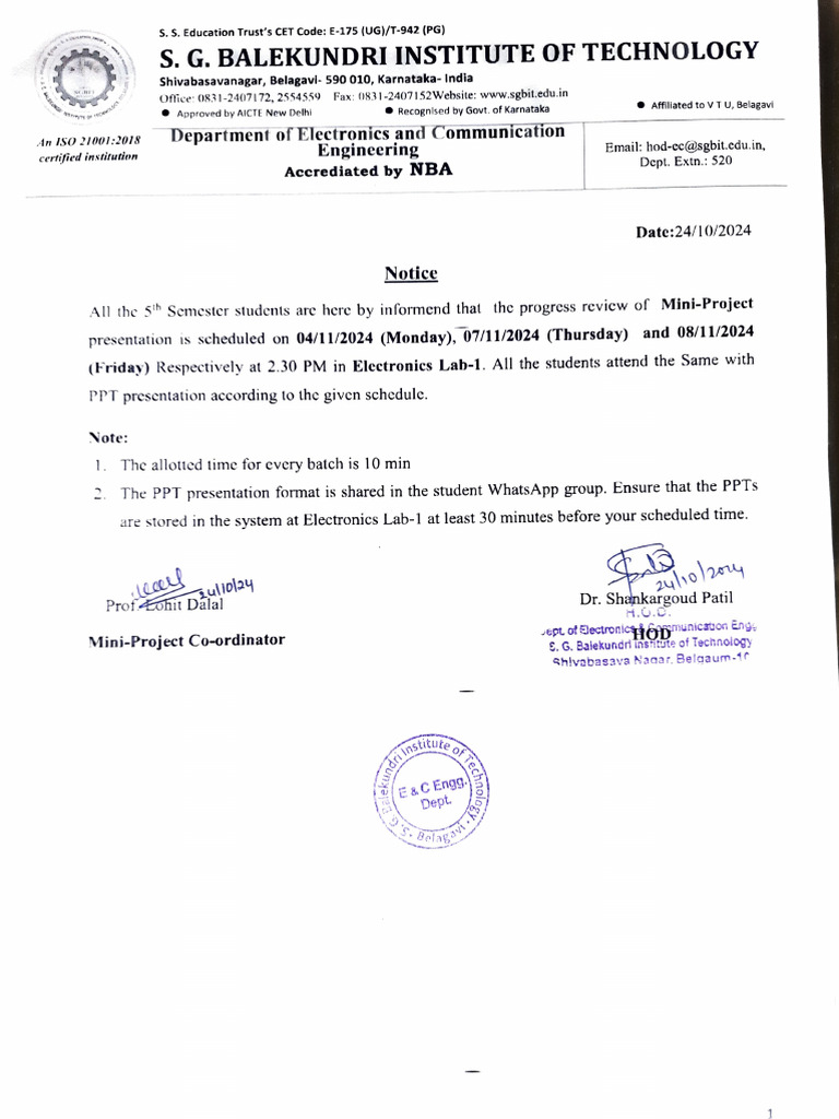 5A Mini_Project Presentation Notice | PDF