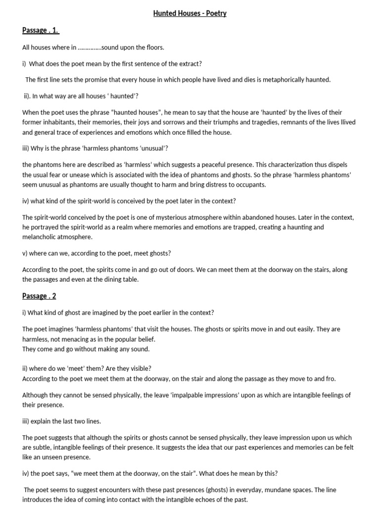 Haunted Houses-Poetry | PDF | Ghosts