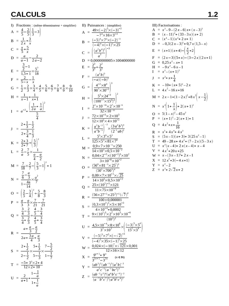 Simplifying Fractions and Powers | PDF