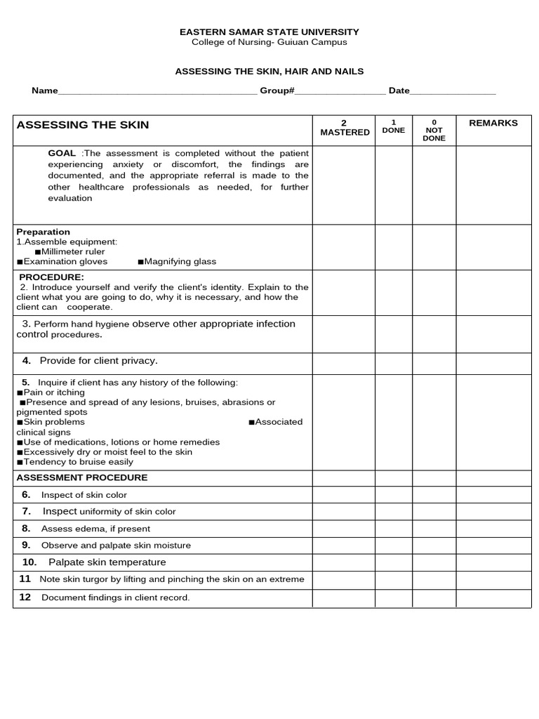 Skin Color Assessment Guidelines | PDF | Nail (Anatomy) | Medical ...