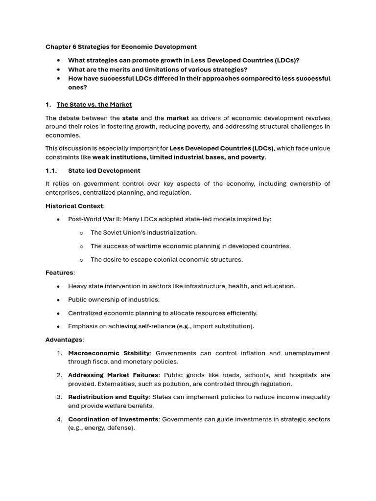 Unit 3 6. Strategies For Economic Development - Notes | PDF | Economic ...