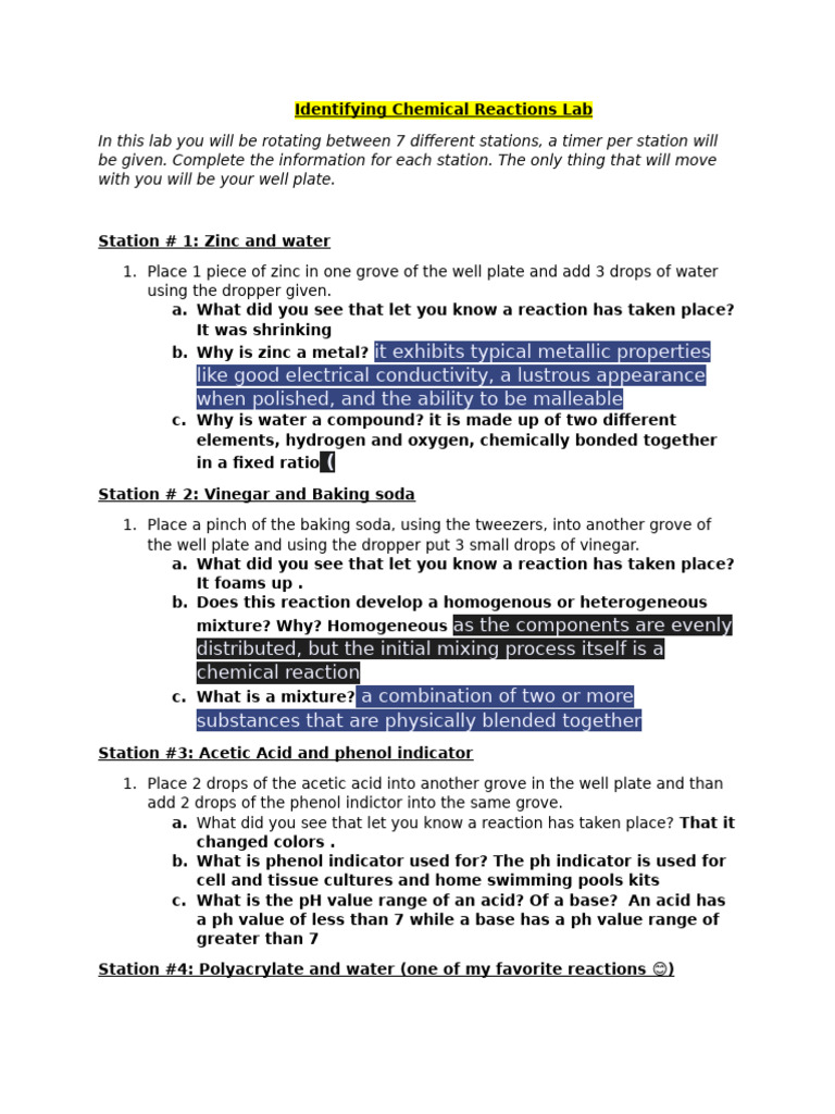 cHEMICAL iDENTIFICATION lAB | PDF | Acid | Mixture