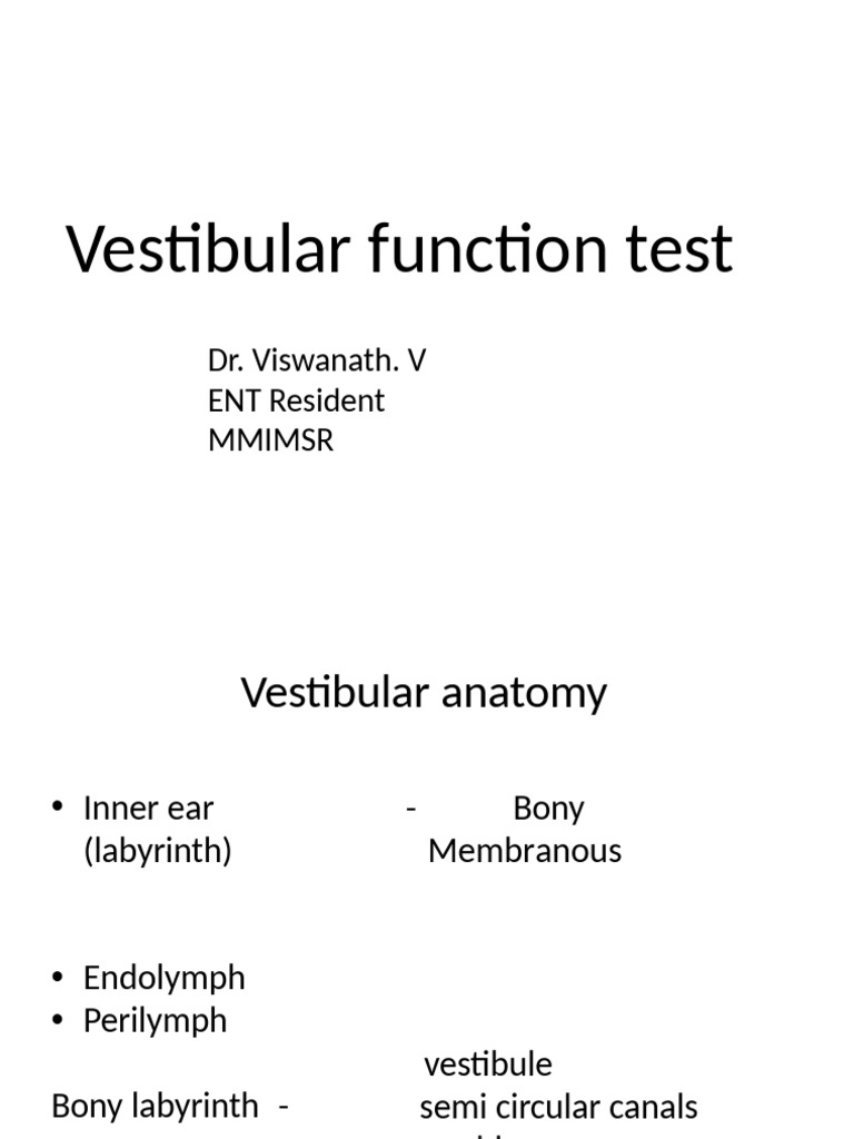 Vestibular Function Testing Overview | PDF | Vestibular System | Vertigo