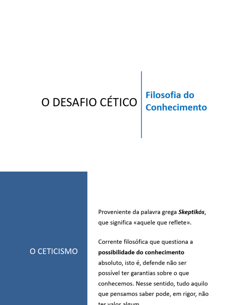 Fil Conhecimento - Desafio Cético - Cópia | PDF | Ceticismo | Conhecimento