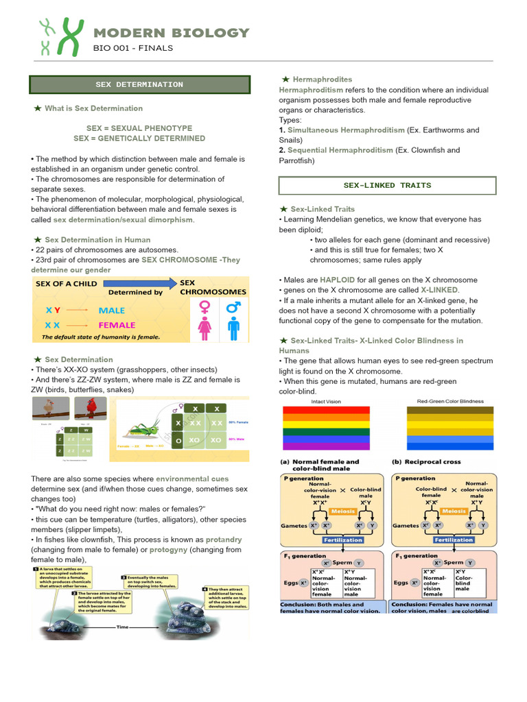 Biology Reviewer (Finals) 1-2 | PDF | Dominance (Genetics) | Sex