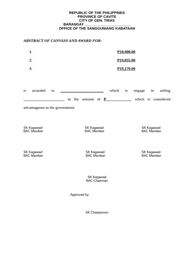 SK Canvass and Award Abstract Template | PDF