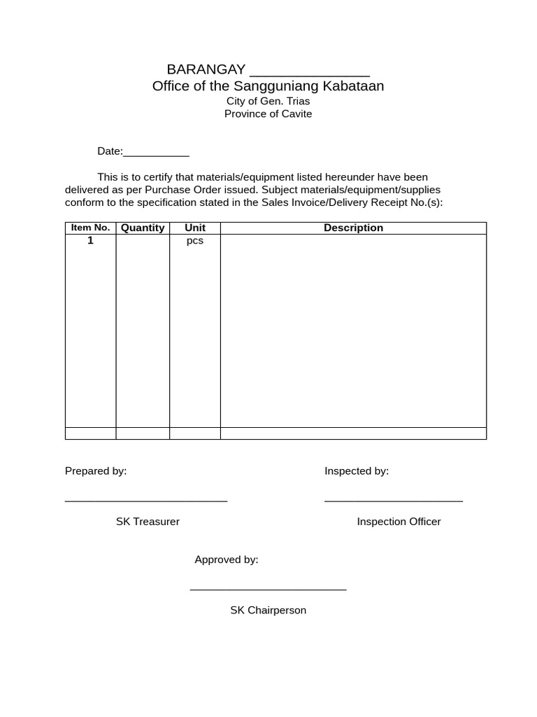 Certificate of Delivery | PDF