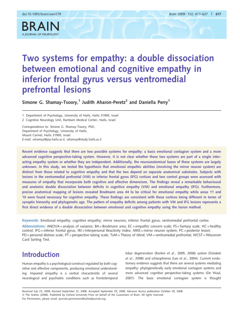 Brain | PDF | Empathy | Prefrontal Cortex
